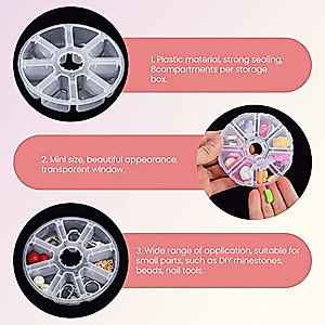 ZIIVARD 5 Pieces 8 Grid Round Clear Plastic Storage Organizer Divider Jewelry Beads Display Box Fishing Box Pill Case