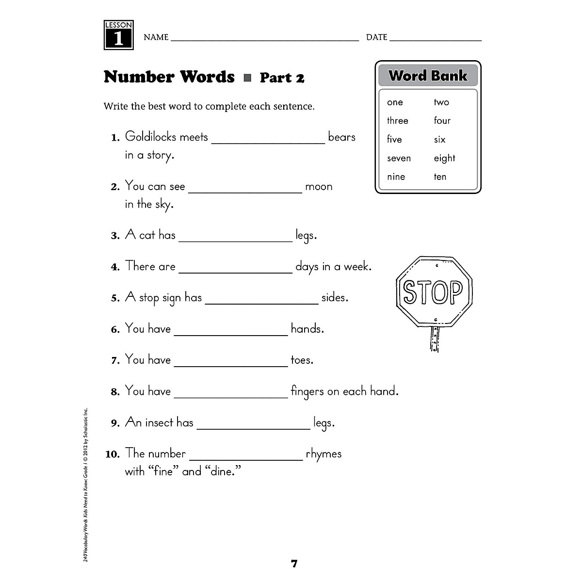 240 Vocabulary Words Kids Need to Know, Grade 1: 24 Ready-to-reproduce Packets That Make Vocabulary Building Fun & Effective