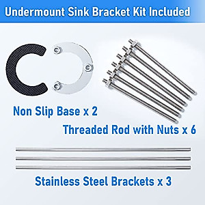 Ganggend Undermount Sink Brackets, Stainless Steel Kitchen Sink Height Adjustable Legs(18.9"-23.6"), Sink Repair Kit Easy Installation, Kitchen Sinks Undermount for Kitchen, Bathroom
