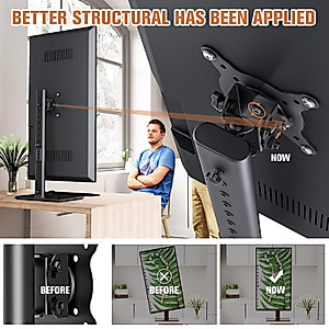 Single Monitor Stand Freestanding 27-43 Inch Monitor Arm Curved Screen Monitor Mount Tempered Glass Base Adjustable Motion Tilt -15° to 10° Swivel ±45° Rotation 360° Weight Capacity 77lbs HT05B-003