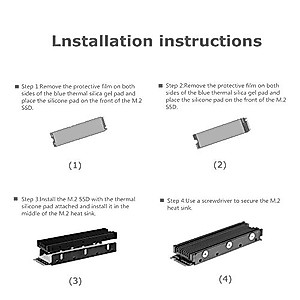 M.2 Heatsink NVME 2280 SSD Heat Sink Support Single Double Sided M2 SSD Cooling with Thermal Silicone Pads Cooler for Computer PC PS5 PCIE NVME or NGFF SATA M.2 SSD Installation