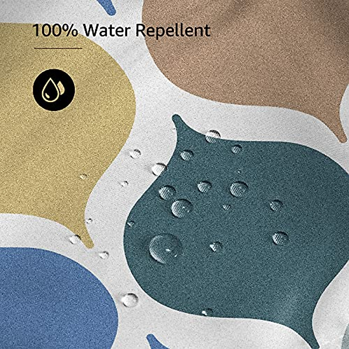 VEGA U Moroccan Fabric Shower Curtain for Bathroom, Geometric Themed Bath Decor with Hooks, 72x72 Inch