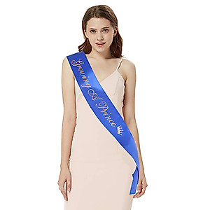 "Growing A Prince" Sash & Dad to Be Pin Kit - Little Prince Baby Shower It's A Boy Royal Prince Gift (Royal Blue)