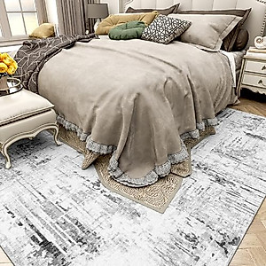 RESARE Modern Abstract Area Rugs 8x10 Distressed Rug Machine Washable, Ideal Home Decor, Gray