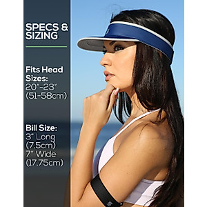 SAAKA Sport Visor for Women. Soft, Stretchy, Lightweight & Adjustable. Running, Tennis, Golf & Sports. (Navy Blue)