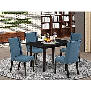East West Furniture Dining Set NOFL5-BLK-21, Black