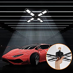 FANCIECC LED Garage Light, 150W 15000LM Garage Ceiling Lights,E26/E27 Base 6500K 8-Leaf Ultra Bright Deformable Panels Shop Lighting,for Workshop,Basement,Warehouse