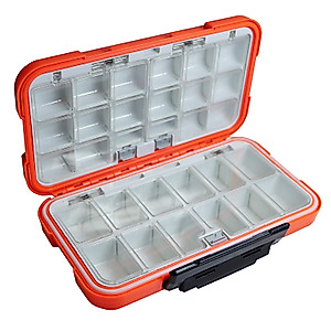KEESHINE SMALL Fishing Tackle Box, Floating Storage Box, Double-Sided Fishing Lure Box with Adjustable Dividers Storage Jewelry Organizer Making Kit Container for Lure Hook Beads Earring Tool(Orange)