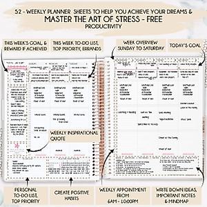 Manifestation Planner - Undated Deluxe Weekly & Monthly Life Planner to Achieve Your Goals, A 12 Month Journey to Increase Productivity, Organizer & Gratitude Journal & Stickers - B5 (10.1"x7.2")