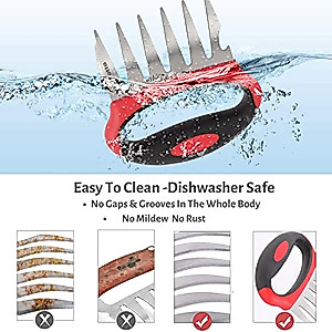 Vamotto 3-in-1 Pulled Pork Shredder Claws - Stainless Steel Meat Claws BBQ Meat Forks for Shredding Handling Carving Food Barbecue Paws Claw Handler Set for Serving Pork, Turkey, Chicken, Brisket