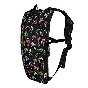 iHeartRaves Space Spores Hydration Pack Cute Holographic Rave Water Backpack Hydropack 2 L - Raves, Music Festivals, Hiking, Running, Outdoor Activities, Exercise, Biking (Black, OneSize)