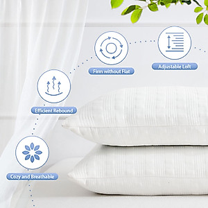 Meoflaw Cooling Pillows for Sleeping Queen Size Set of 2,Shredded Memory Foam Bed Pillow with Pillow Case-Double Sided Material,Adjustable Loft Queen Pillow for Side & Back Sleeper-Medium Firm