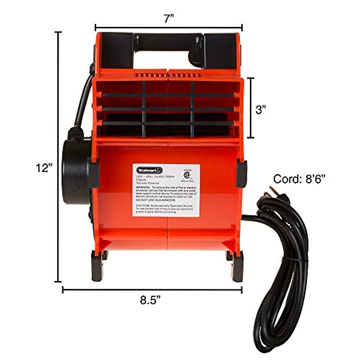 Blower Fan - 3-Speed Heavy-Duty Floor and Carpet Dryer - Portable Air Mover with 4 Different Angles for Basements, Cars, or Garages by Stalwart (Red)