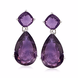 Ross-Simons 20.00 ct. t.w. Amethyst Drop Earrings in Sterling Silver