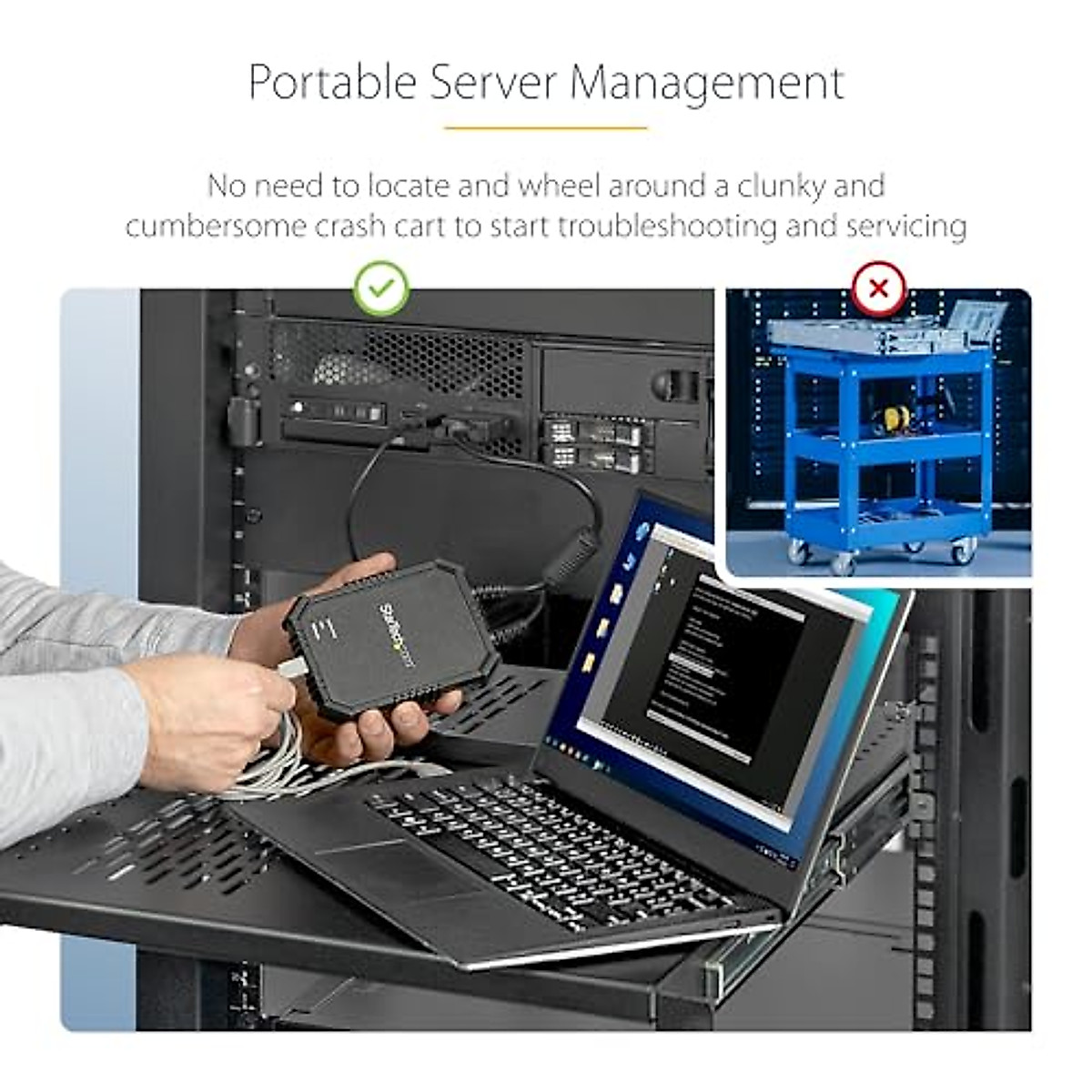 StarTech.com Rugged Laptop Crash Cart Adapter, USB/VGA KVM Console, File Transfer & Video Capture, Windows/Linux/MacOS - TAA