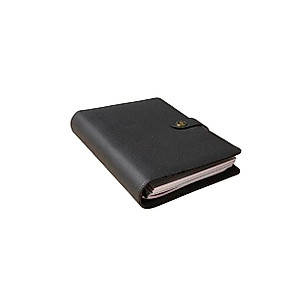 Ambition LTD Black Key Agenda, Woven A5 (5.8 x 8.3") sized planner, organizational tool, Black Matte 6 ring binder, Vegan Leather