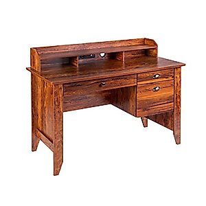 OneSpace Eleanor Executive Desk Wood Grain, Golden Cherry