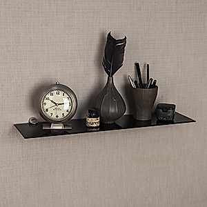 Danya B Black Smoke Glass Floating Shelf with Chrome Brackets
