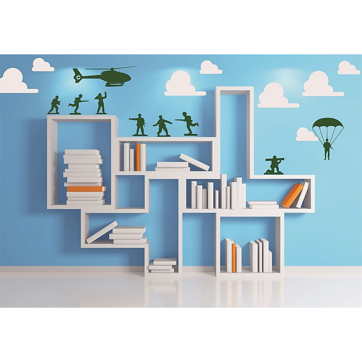 Army Men Wall Stickers Soldier Helicopter for Boy Kids Bedroom Decal Home Decor