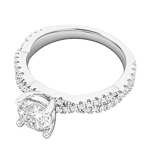Sterling Silver Full Side Stones Twisted Vine 1.0 CT Genuine Moissanite Engagement Ring Promise Bridal Ring (8)