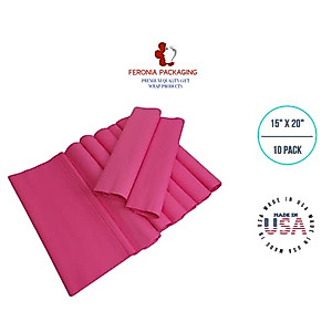 Feronia packaging Hot Pink Tissue Paper Squares, Bulk 10 Sheets, Premium Gift Wrap and Art Supplies for Birthdays, Holidays, or Presents, Large 15 Inch x 20 Inch Made in USA
