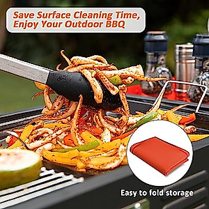 Grill Cover for Outdoor Grill Mat Silicone 28 inch for Blackstone Griddle Cover, BBQ Griddle Cover for Weber Grill Mat, Protect Griddle from Rodents, Insects, Debris and Rust (Orange)