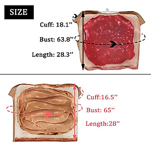 EraSpooky Couple Halloween Costume Bread Slices Peanut Butter and Jelly Costume Adults Cosplay Party Funny Food Mascot (Couple Jam Suit(2PCS))