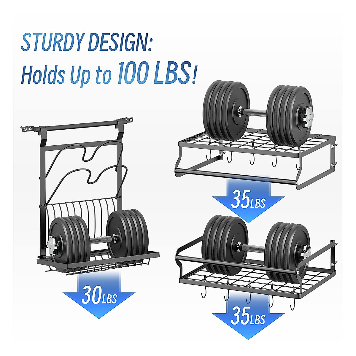 KOSTBAR Hanging Pot Rack, Wall Mounted Pan Rack, Cookware Organizer with 10 Hooks, Small Kitchen Storage Shelf for Utensils. Dish Rack With Lid Holder, Modular Design Shelves