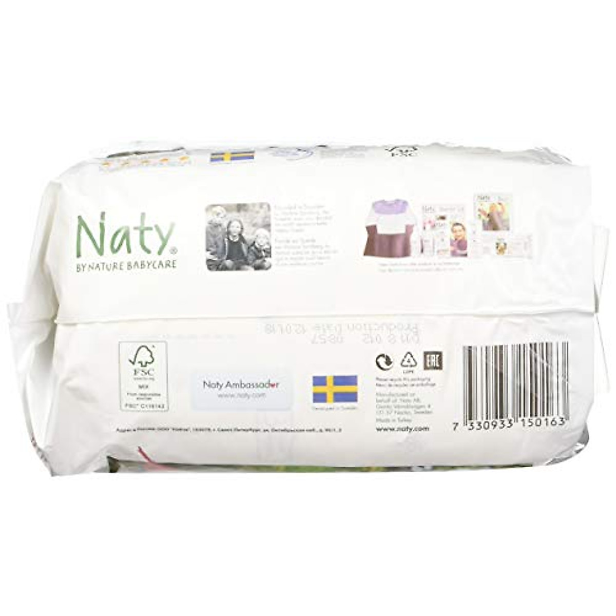Naty by Nature Babycare Eco-Friendly Premium Disposable Diapers for Sensitive Skin, Size 3, 4 packs of 31 (124 Count) (Chemical, chlorine, perfume free)