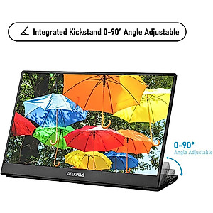 Geekplus Touch Monitor Portable Touchscreen Slim Mini Monitor with Battery Kickstand Speakers Laptop Monitor, External Monitor 15.6 Inch Computer Display 1080P Screen HDMI USB C Gaming Travel Monitor
