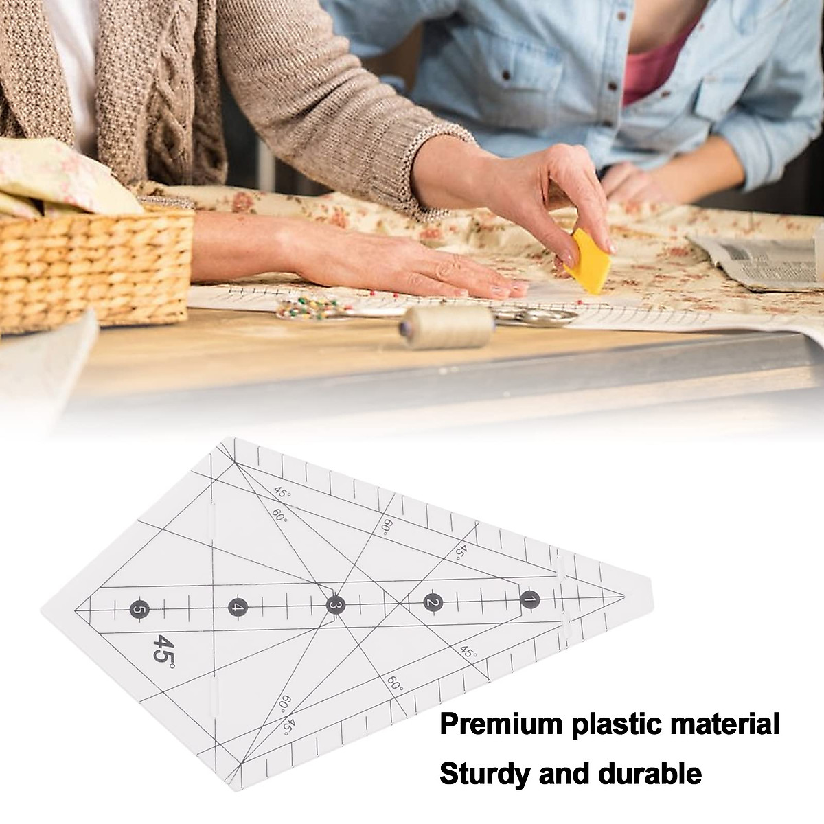 45 Degrees Quilting Ruler - Clear Sewing Ruler for Precise Measurements - Sturdy Plastic Quilting Ruler for Sewing Supplies - Transparent and Durable Sewing Ruler(16in)
