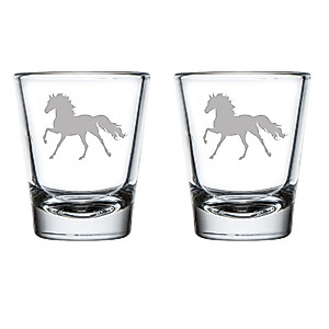 Set of 2 Shot Glasses 1.75oz Shot Glass Horse