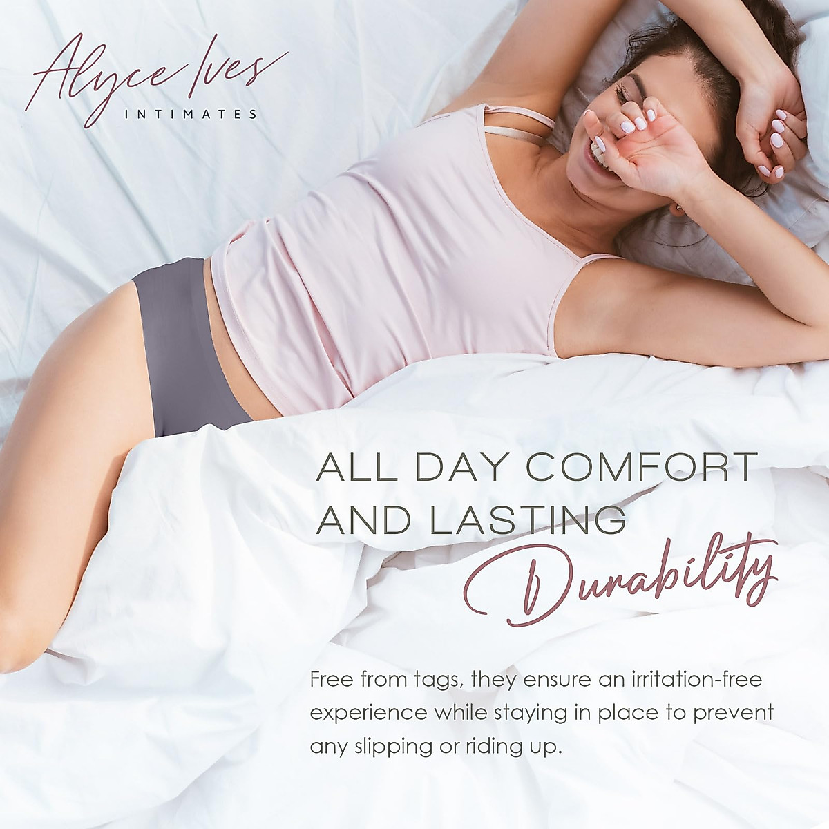 Alyce Ives Intimates Seamless Bikini Underwear for Women, 12 Pack No Show Panties, Laser Cut, Invisible under Yoga Pants