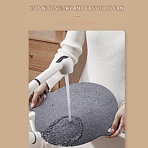 DaMohony Non-Stick Pan 15 inch, Korean Grill Pan for Gas/Electric Stove Top, Round BBQ Griddle Pan with Hangable Handles, Portable BBQ Grill Flat Pans for Outdoor Home Baking Pancakes Ribs