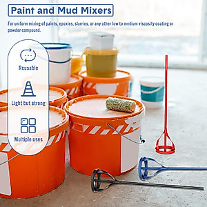 Therwen 3 Pieces Paint Stirrer for Drill for 1 to 5 Gallon Buckets Fits Standard Drills Easy to Clean Paint Mixer for Drill Cement Mixing Paddle for Drill Mortar Mud Grout (Red,Blue,Black)