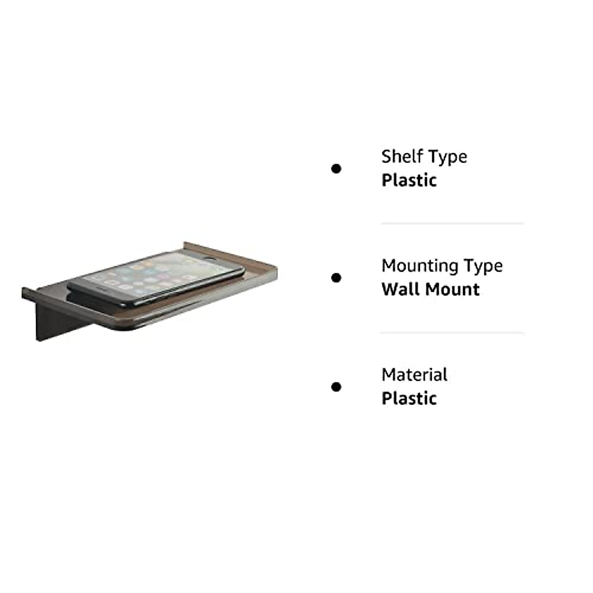 JDGOOMA Acrylic Floating Wall Shelves - Small Stick-on Wall Mounted Phone Shelf Holder Wipes Rack Smart Speaker Shelf for Bathroom,Kitchen,Toilet,Bedroom,Office - Translucent Grey