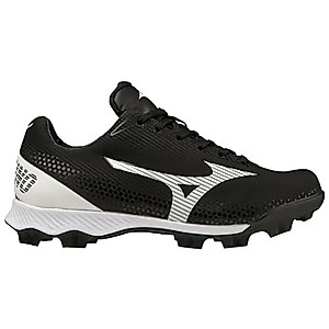 Mizuno Wave Finch Lightrevo Jr Softball Shoe, Black-White, 4