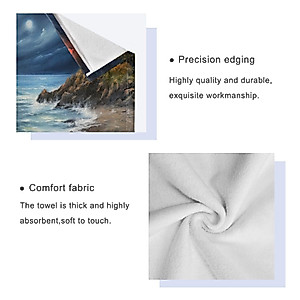 Flradish Lighthouse Towels 3 Pack Bath Towels for Bathroom Set Soft Cotton Highly Absorbent Lightweight & Quickdry Towel Set 1 Bath Towel,1 Hand Towel,1 Washclothe