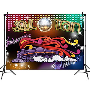 70's Soul Train Theme Photography Backdrop 70's and 80's Disco Dancing Prom Party Decoration Supplies Neon Glow Photo Background Studio Props Banner 7x5ft