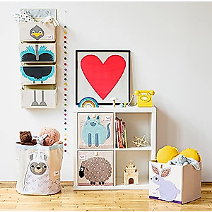 3 Sprouts Large Toy Storage Basket - Durable Kids & Baby Toy Bin with Handles for Toy Basket Storage, Round Hamper for Laundry in Nursery & Playroom, Llama