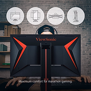 ViewSonic XG2402 24 Inch 1080p 1ms 144Hz Gaming Monitor with FreeSync Premium, Eye Care, Advanced Ergonomics, HDMI and DP for Esports