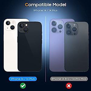 UniqueMe [3 Pack for iPhone 14 / iPhone 14 Plus Camera Lens Protector, [Not for iPhone 14 Pro/iPhone 14 Pro Max] Tempered Glass [Case Friendly][Scratch-Resistant][Night Shooting Mode]-Black