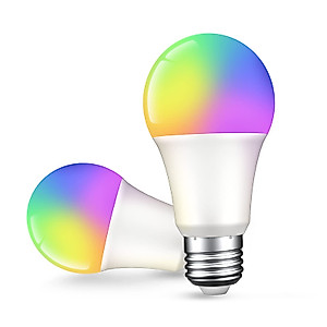 OHMAX Smart Light Bulbs, Color Changing Light Bulbs A19 E26 75W Equivalent, WiFi Light Bulbs Smart Bulbs Work with Alexa Google Home No Hub Required, Dimmable 2700K Warm White, 800 Lumens, 2 Pack
