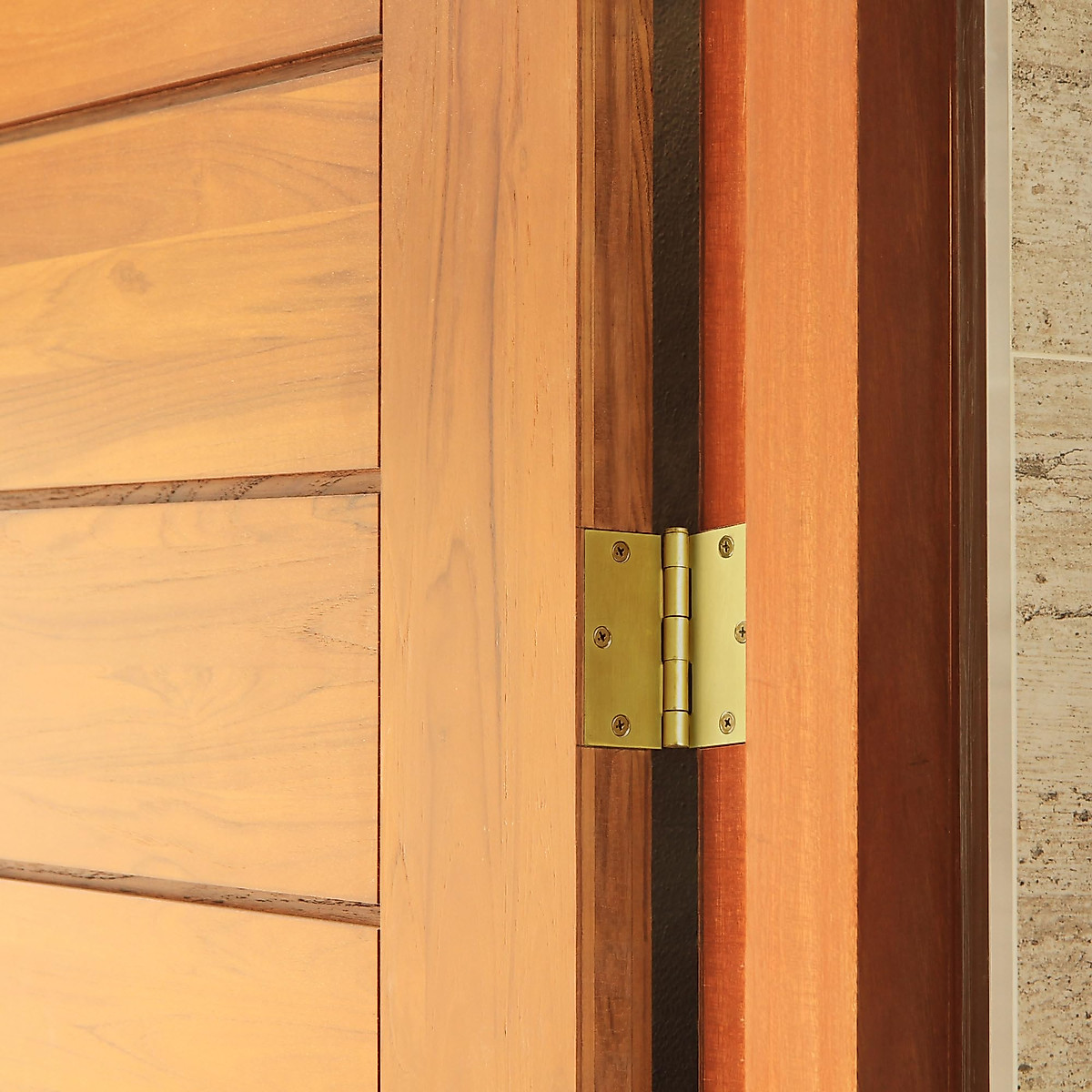 Design House 181461 Square Corner Steel Door Hinge Door Hardware Door Hinges Interior Doors, 3.5"x3.5", Satin Brass, 10-Pack