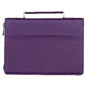 Christian Art Gifts Fashion Bible Cover Strength and Dignity Scenic Floral Proverbs 31:25 Faux Leather, Purple, Medium