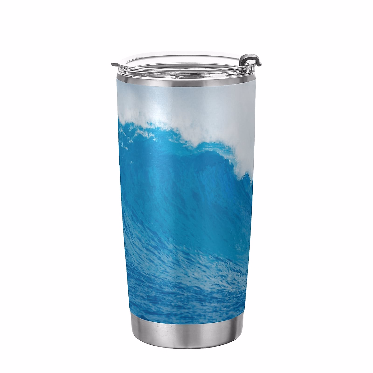 Yasala Tumbler Summer Blue Ocean Wave Insulated Office Coffee Cup Back to School Beverage Container Travel Mug with Straw and Lid Double Wall Stainless Steel 20oz