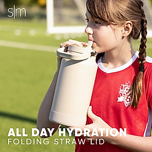 Simple Modern Trek Pivot | Half Gallon Water Bottle Jug with Handle & Boot | Interchangeable Straw & Chug Lids | Large Insulated Stainless Steel | Sports Camping Outdoors | 64oz, Midnight Black