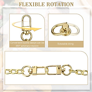 24 Pcs Purse Chain Strap D Ring Rivets Set Flat Purse Strap Extender Replacement Crossbody Chain Metal D Ring Stud Screw Post Head Buttons Handbag Chains Accessories for DIY Wallet Shoulder Bag