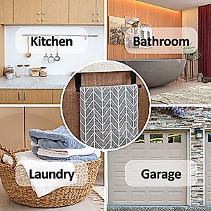 2 Packs Over The Door Towel Rack, TACYKIBD Stainless Steel Towel Holder and Washcloth Rack, 9in Over The Cabinet Hand Dish Towel Bar for Bathroom Kitchen Living Room Bar Holder Cupboard Black