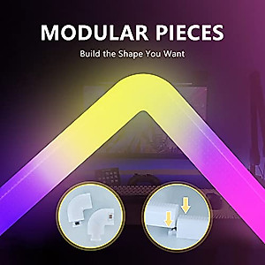 MELIFO Glide FRGBIC Wall Lights,Music Wall Lights Works with Bluetooth and App,Smart FRGBIC Wall Sconces for Bedroom,Music Wall Lights,Strip Lights for Party,Karaoke (3Pcs+2Corners)